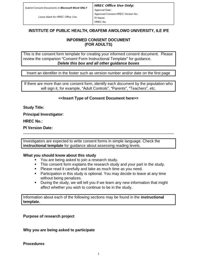 Form 002 - Consent Form (Adult) | PDF | Informed Consent | Consent