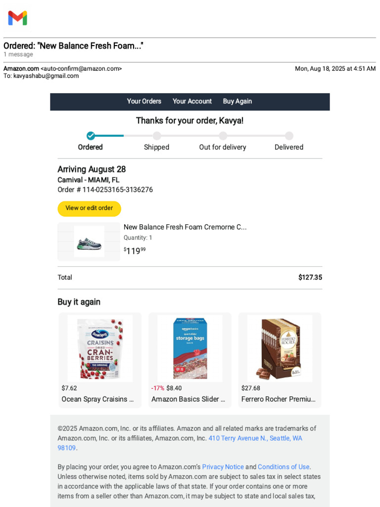 New Balance Shoe Order | PDF