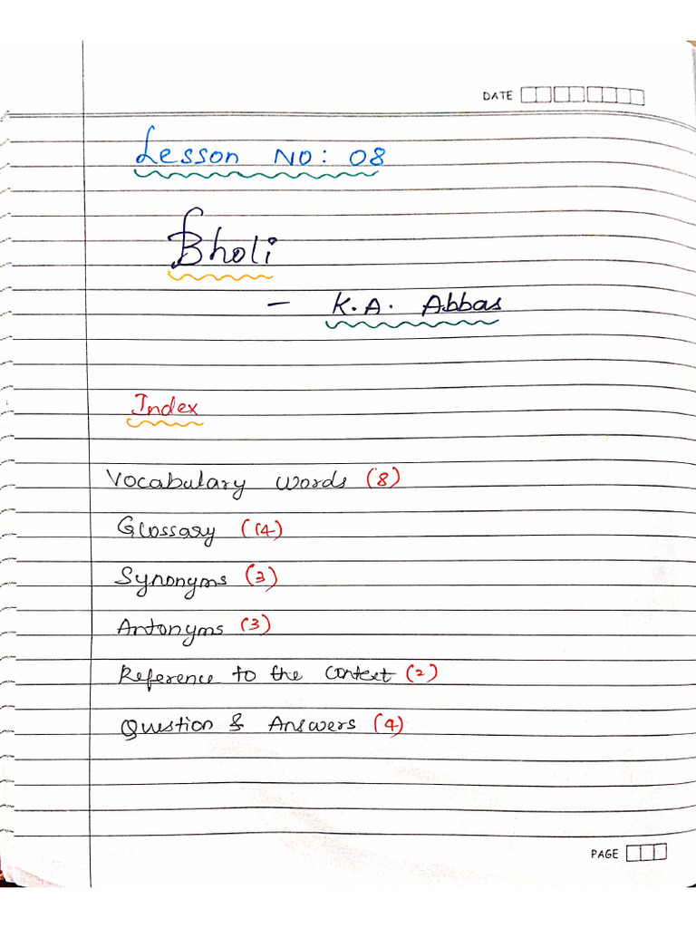 Bholi Lesson Notes | PDF