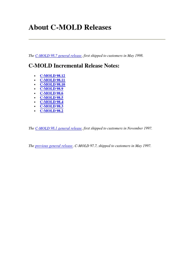 About C-MOLD Releases | PDF | Mips Instruction Set | Casting (Metalworking)