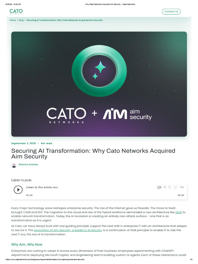 Why Cato Networks Acquired Aim Security - Cato Networks | PDF | Artificial Intelligence ...