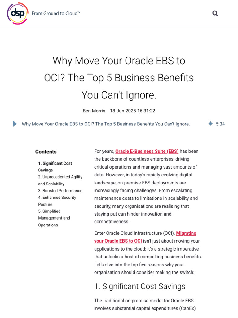 Why Move Your Oracle EBS To OCI - The Top 5 Business Benefits You Can't ...