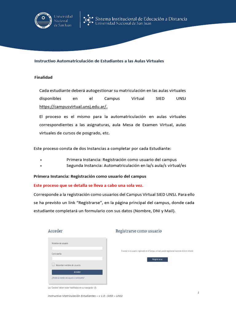 Instructivo de Automatriculación SIED UNSJ | PDF | Informática | Software