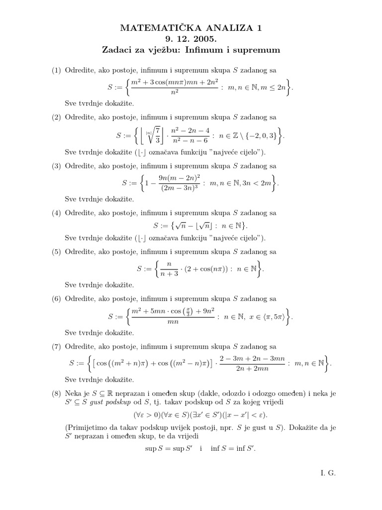 Infimum I Supremum | PDF