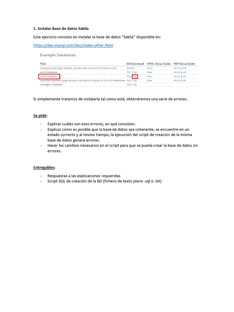 Instalación y Corrección de Sakila DB | PDF