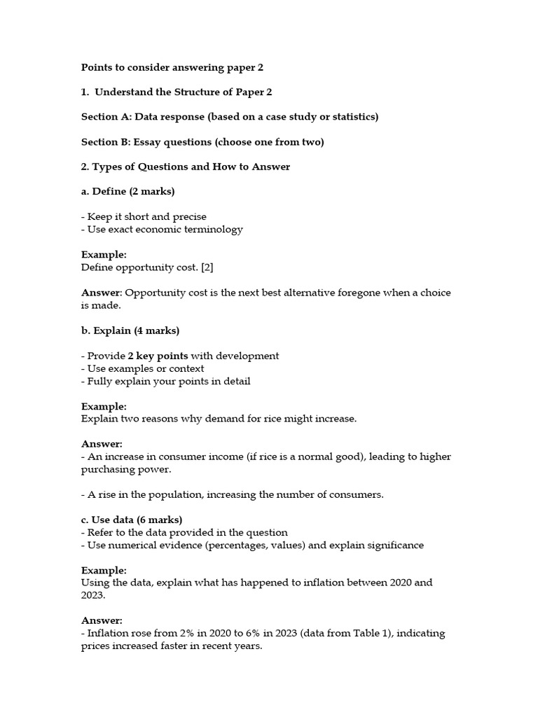 Guide to Answering Paper 2 Questions | PDF