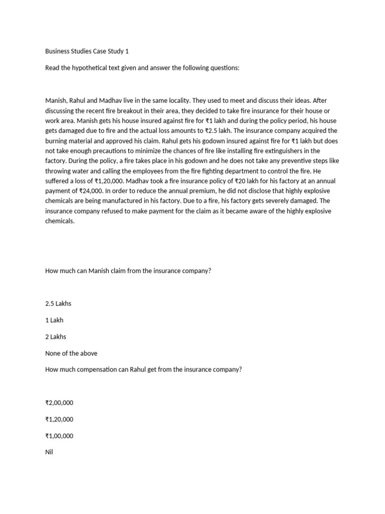 Fire Insurance Case Studies Analysis | PDF | Insurance | Private Law
