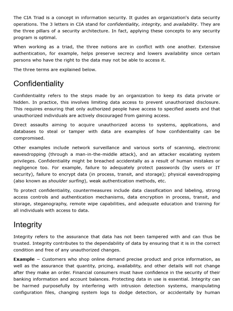 Understanding the CIA Triad in Security | PDF | Information Security ...