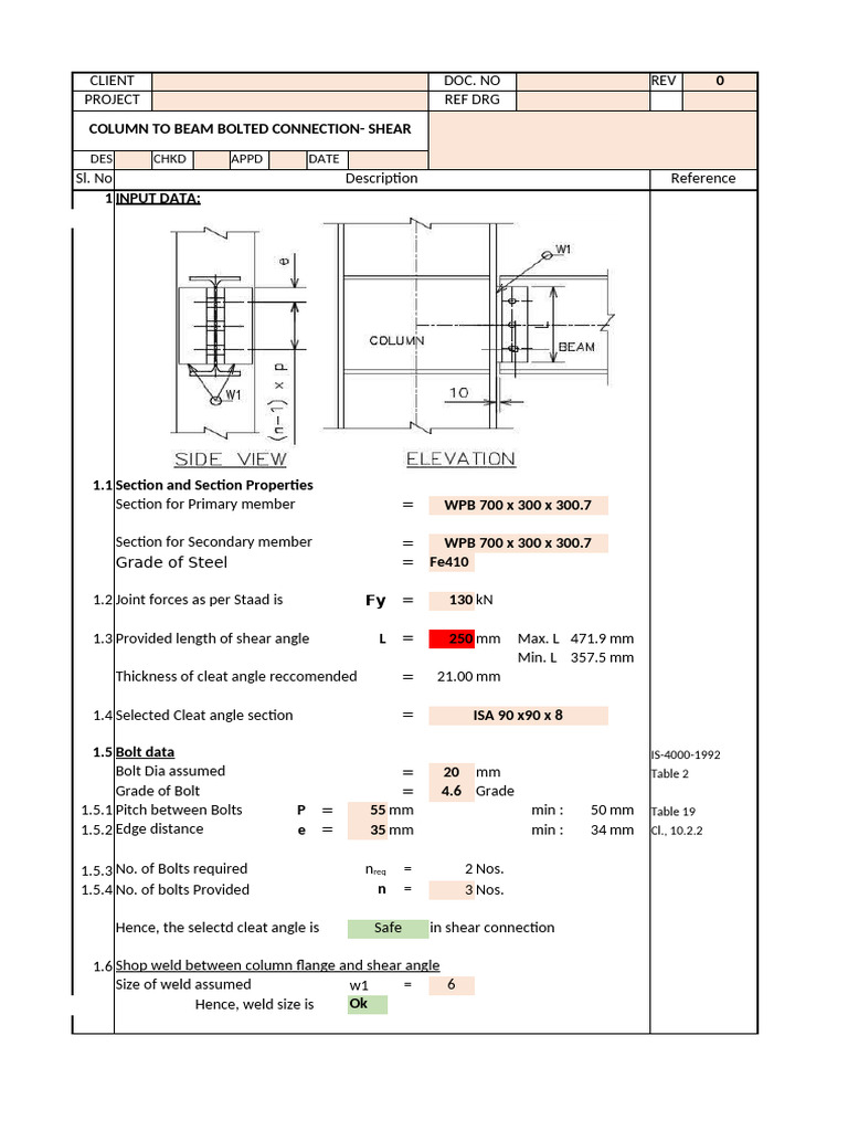 Clip Angle Shear Bolted 09.07.24 R2 | PDF | Beam (Structure) | Solid ...
