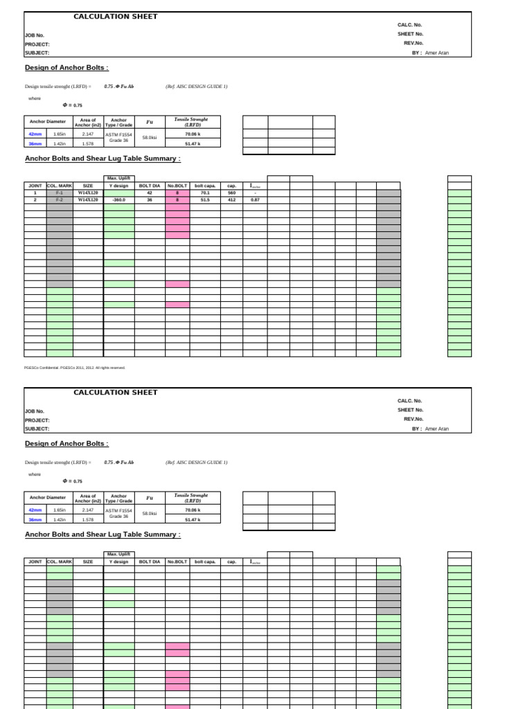Anchor Lug Design Calculations | PDF | Strength Of Materials | Applied ...