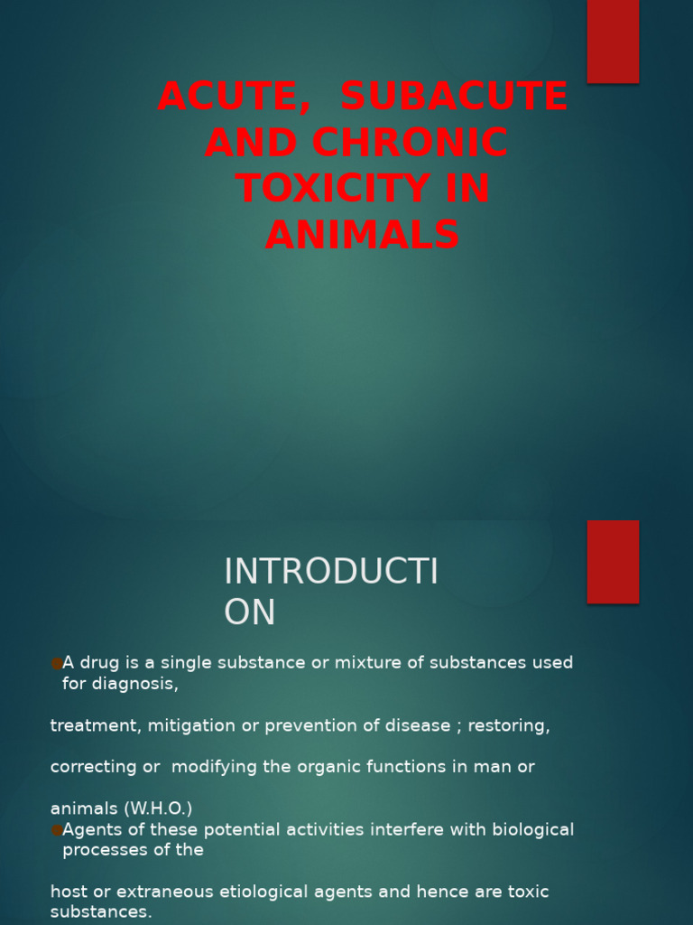 Subacute Toxicity Testing in Animals | PDF | Toxicity | Toxicology