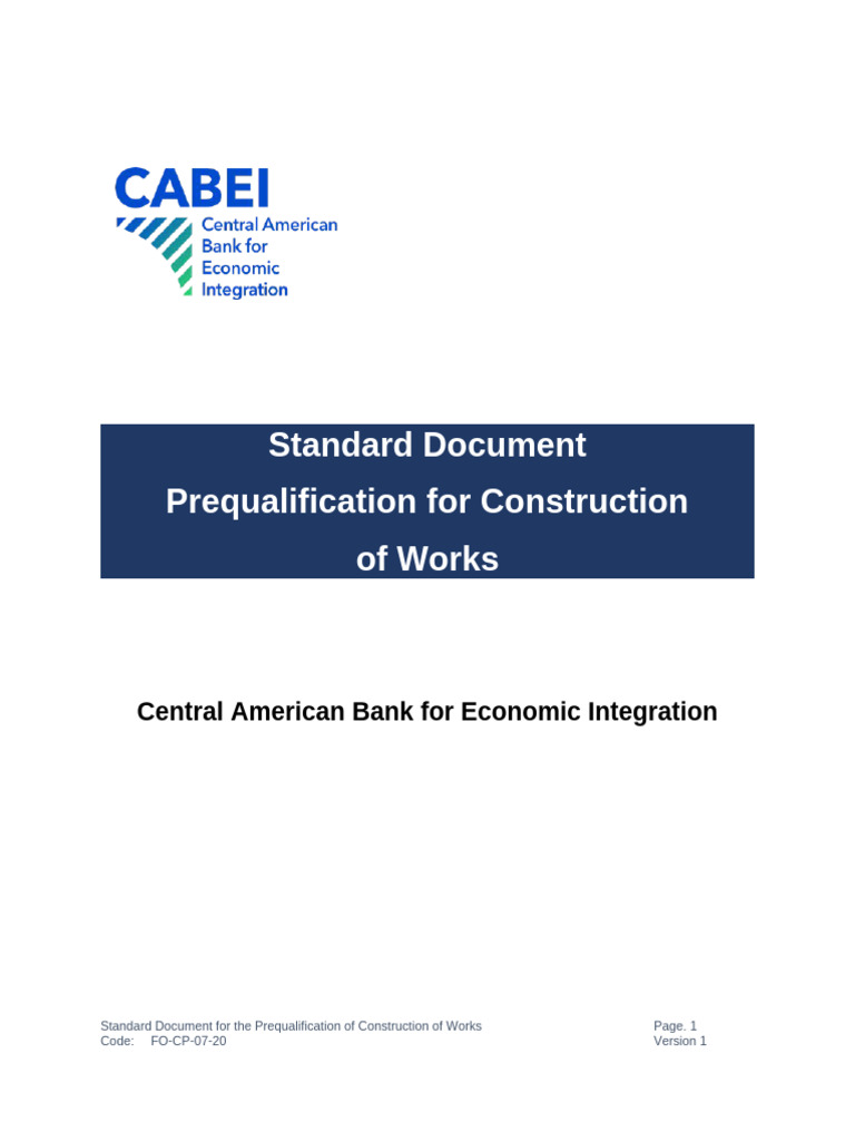 Standard Document Prequalification For Construction of Works | PDF