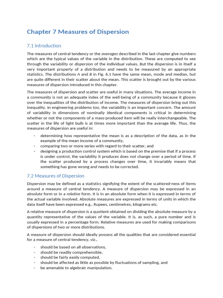 Crudest Measure of Dispersion: Range | PDF | Variance | Coefficient Of ...