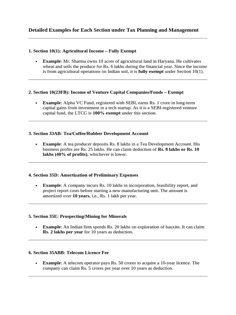 Tax Planning: Section-wise Examples | PDF | Tax Deduction | Capital ...
