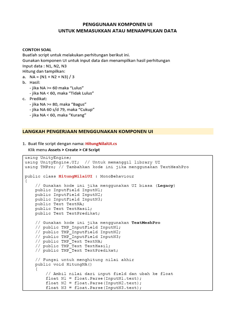 Input dan Output dalam Komponen UI | PDF