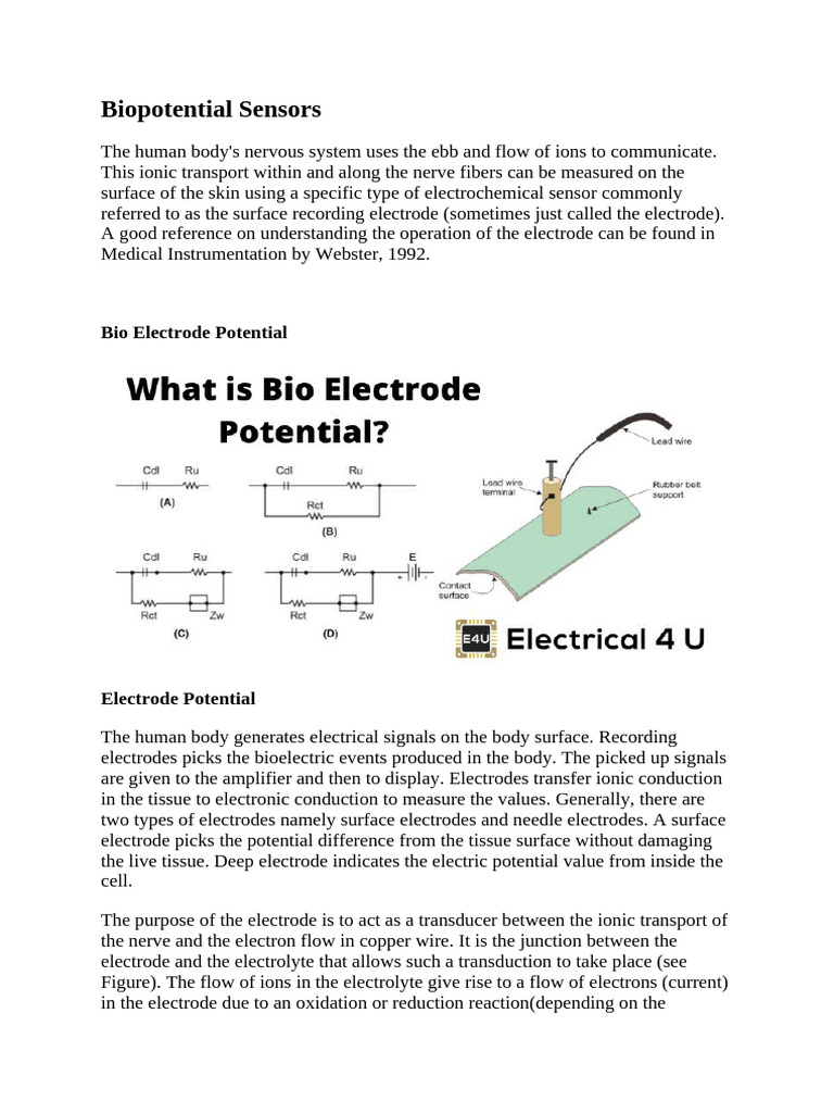 Biopotential Sensor | PDF | Ion | Electrode