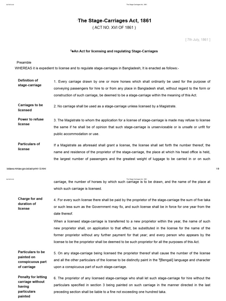 Stage-Carriages Act 1861 Overview | PDF | Arrest Warrant | Magistrate