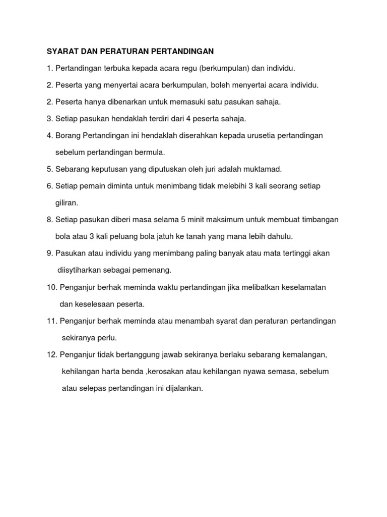 Peraturan Permainan Tradisional - Tating Lawi | PDF