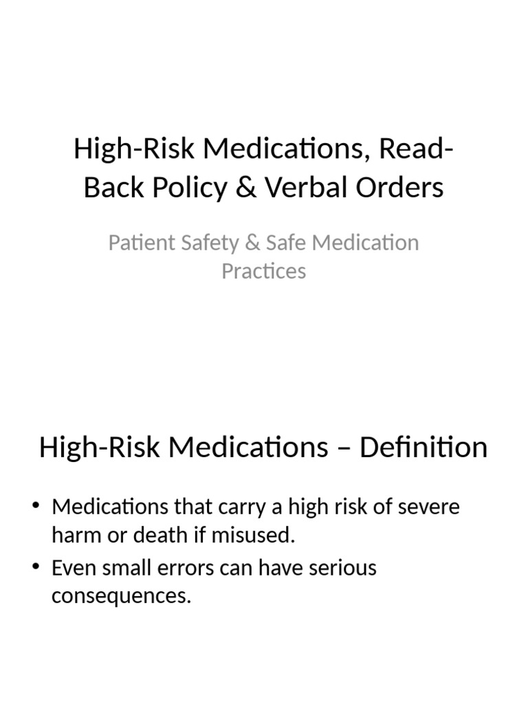 High-Risk Medications Safety Practices | PDF | Drugs | Medicine