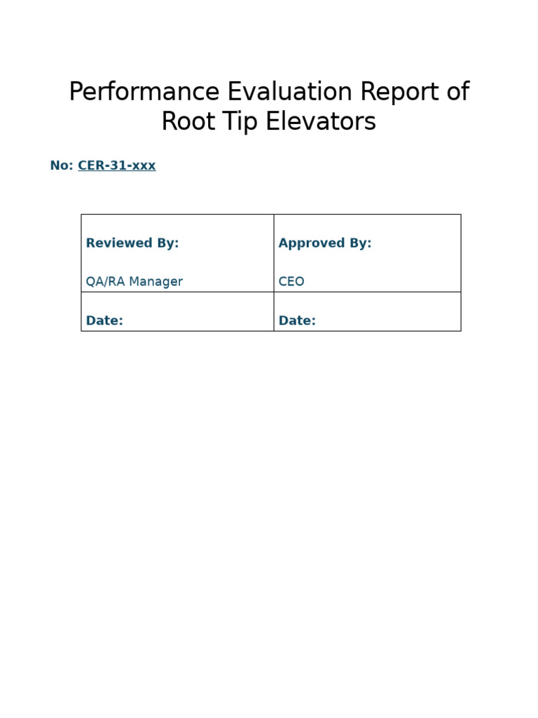 Performance Evaluation Report of Root Tip Elevators | PDF | Dental Anatomy | Periodontology