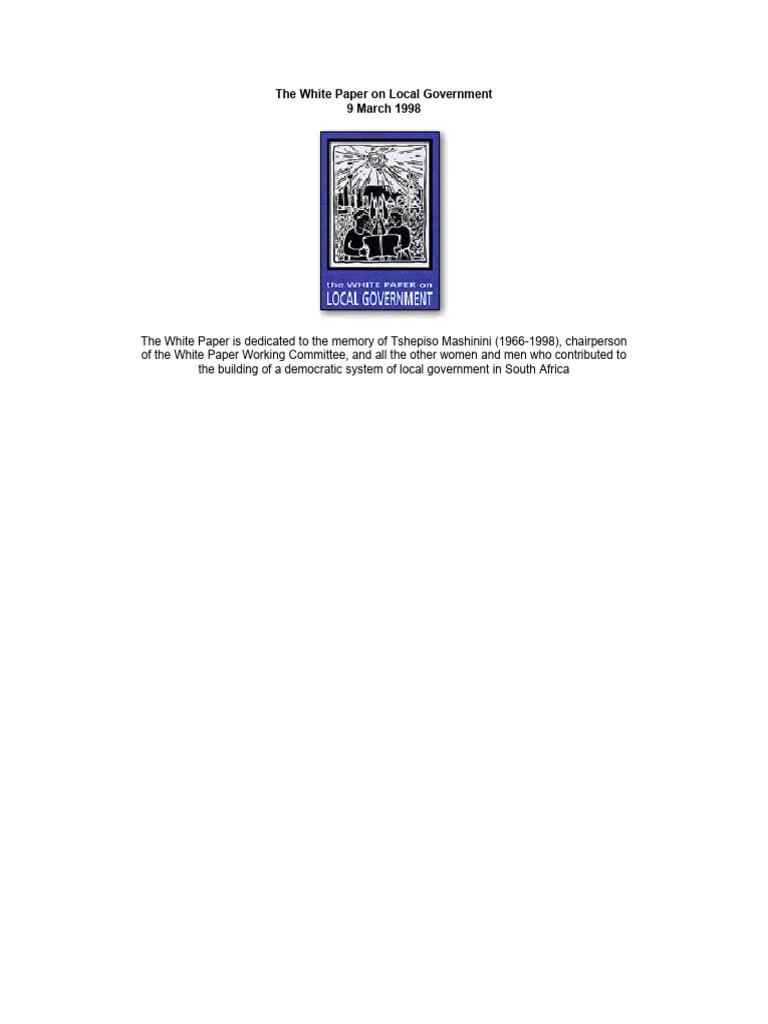 Local Government White Paper 1998 | PDF | Apartheid | Taxes