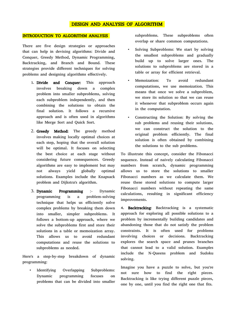 Design and Analysis of Algorithm | PDF | Time Complexity | Inequality (Mathematics)