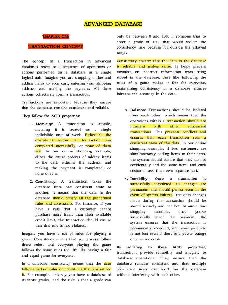 Advanced Database | PDF | Database Transaction | Acid