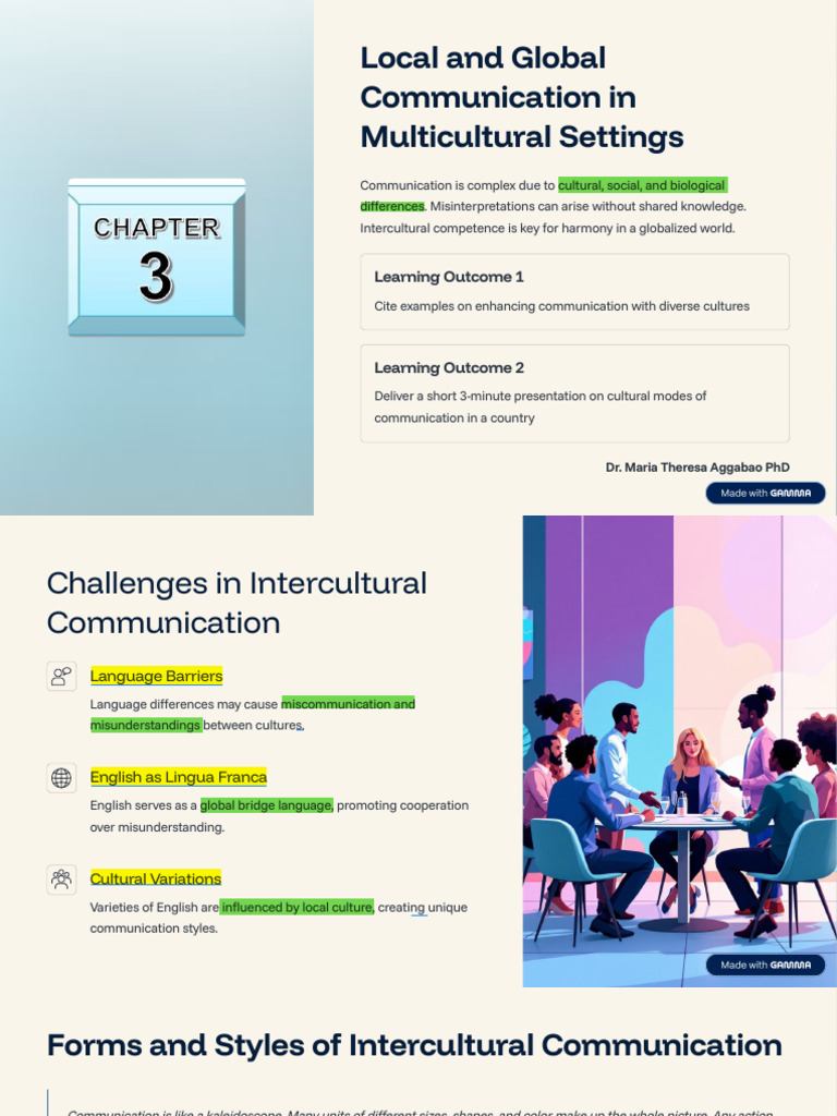 CHAPTER 3. Lesson 1 Local and Global Communication in Multicultural ...