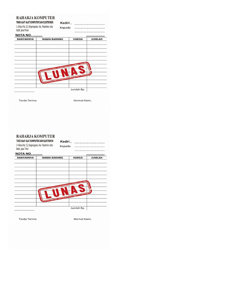 Nota Toko Komputer Kediri | PDF