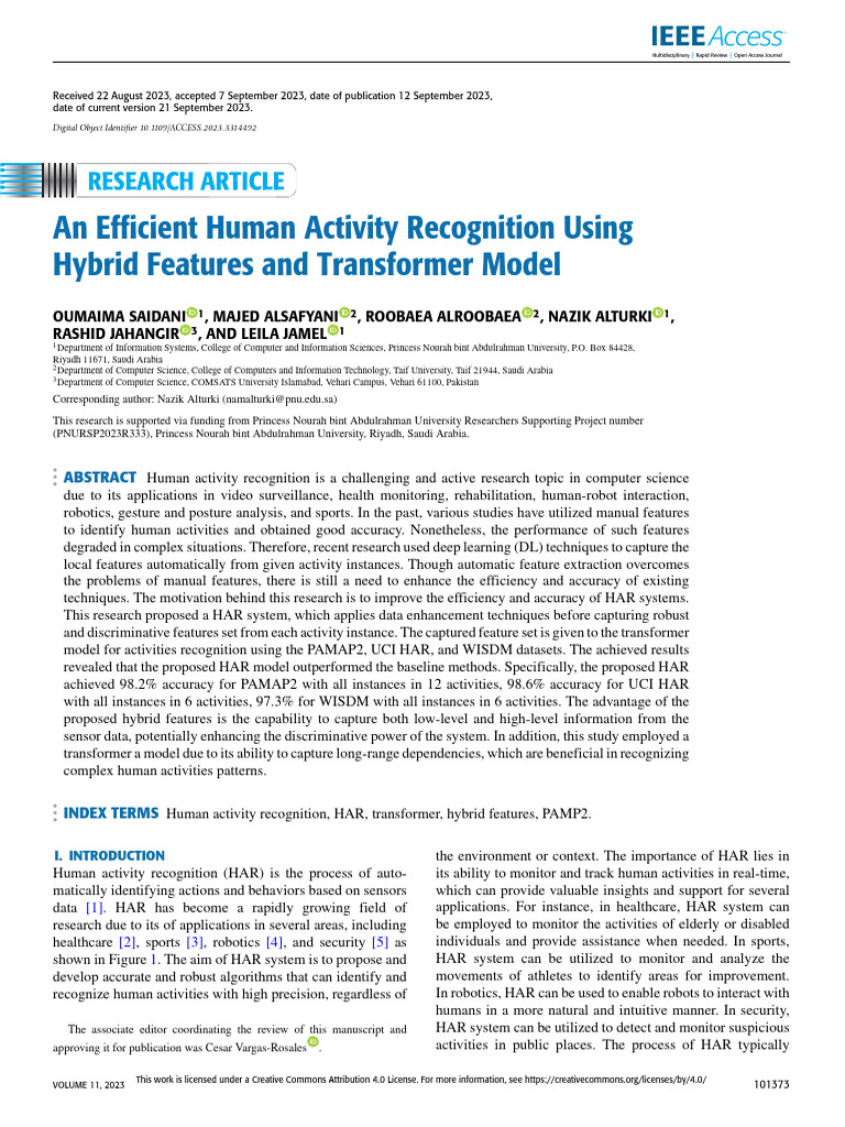 An Efficient Human Activity Recognition Using Hybrid Features and ...