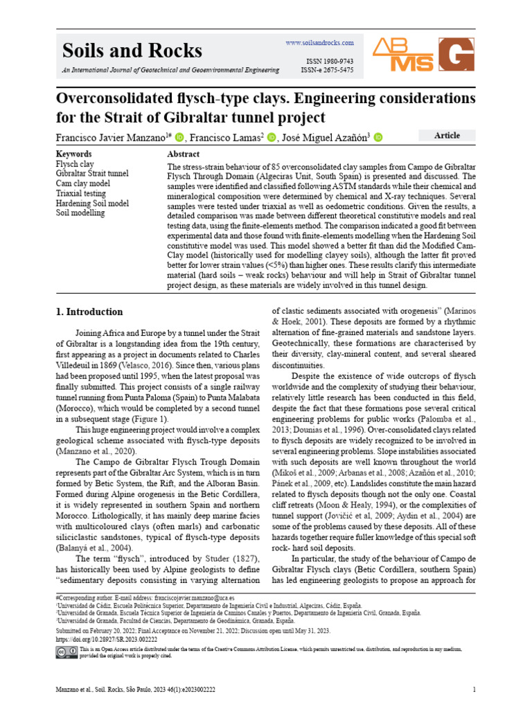 2023 Overconsolidated Flysch-Type Clays Engineering Con | PDF | Clay | Soil