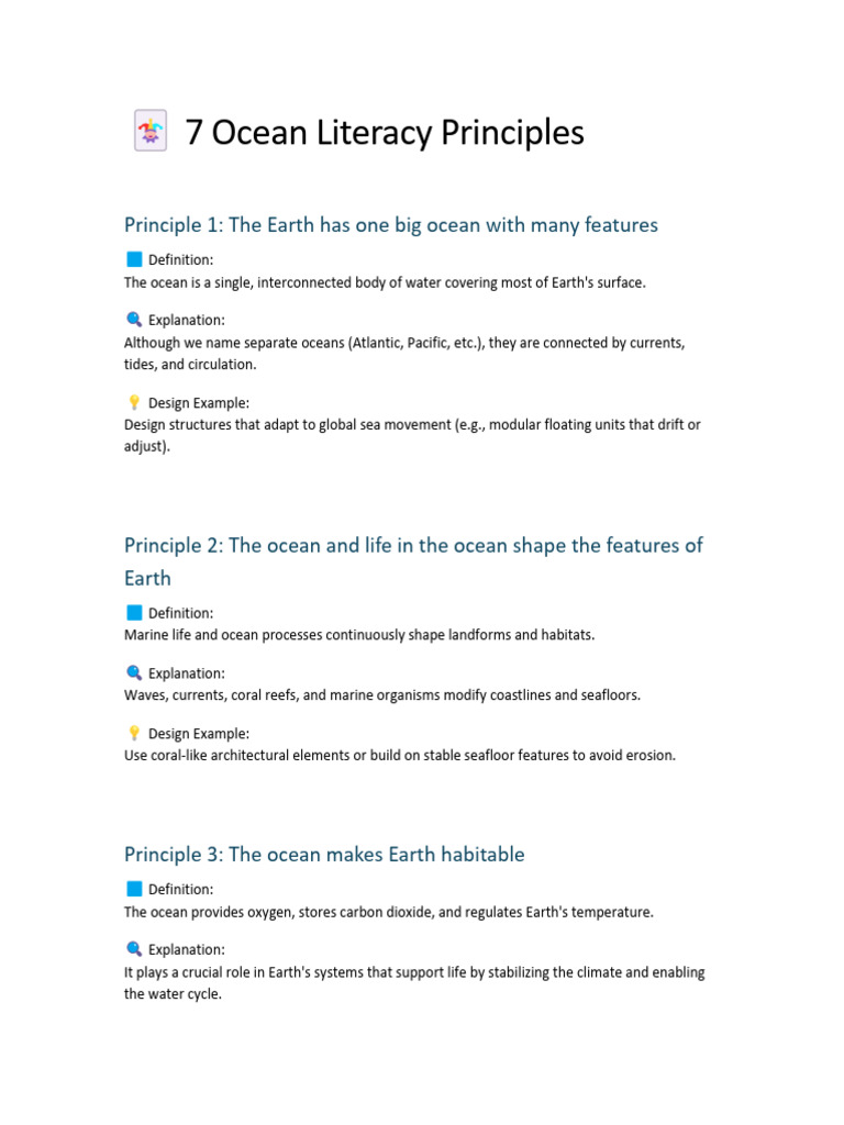 7 Principles of Ocean Literacy | PDF | Oceans | Marine Biology