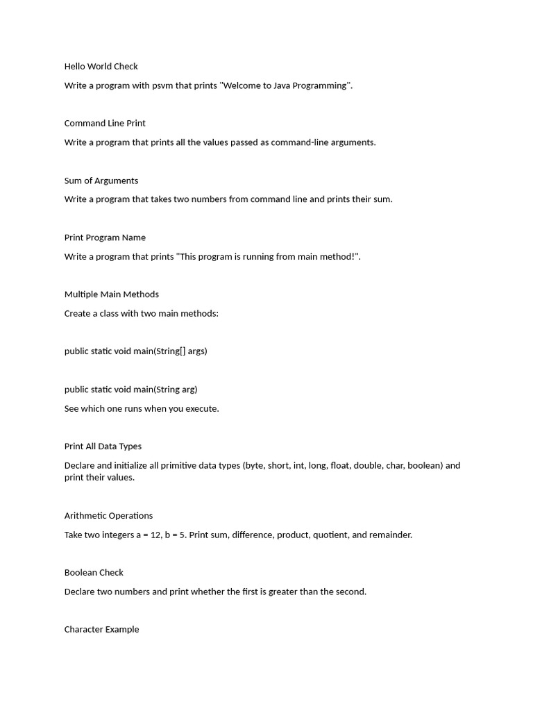 Java Day1 Assessment | PDF