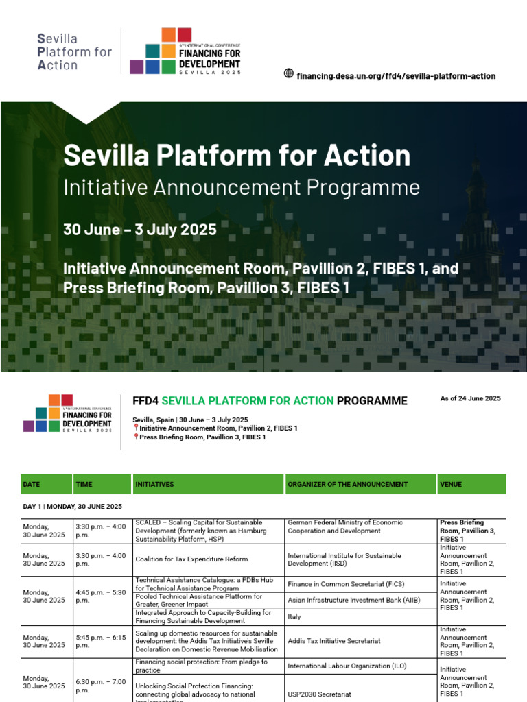FFD4 Sevilla Platform For Action-Programme - 25 June | PDF | Inter American Development Bank ...