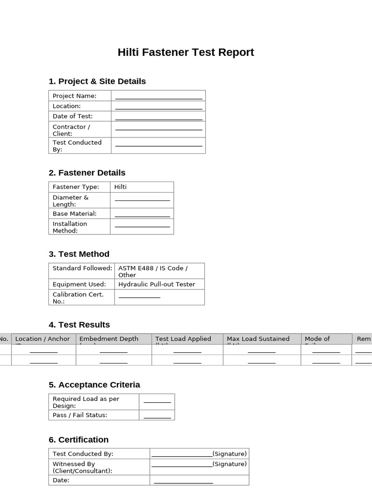 Hilti Fastener Test Report Summary | PDF