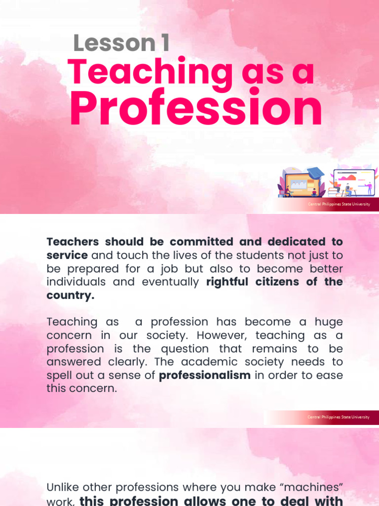 The Teaching Profession Unit 1 Lesson 1 2 | PDF | Teachers | Profession