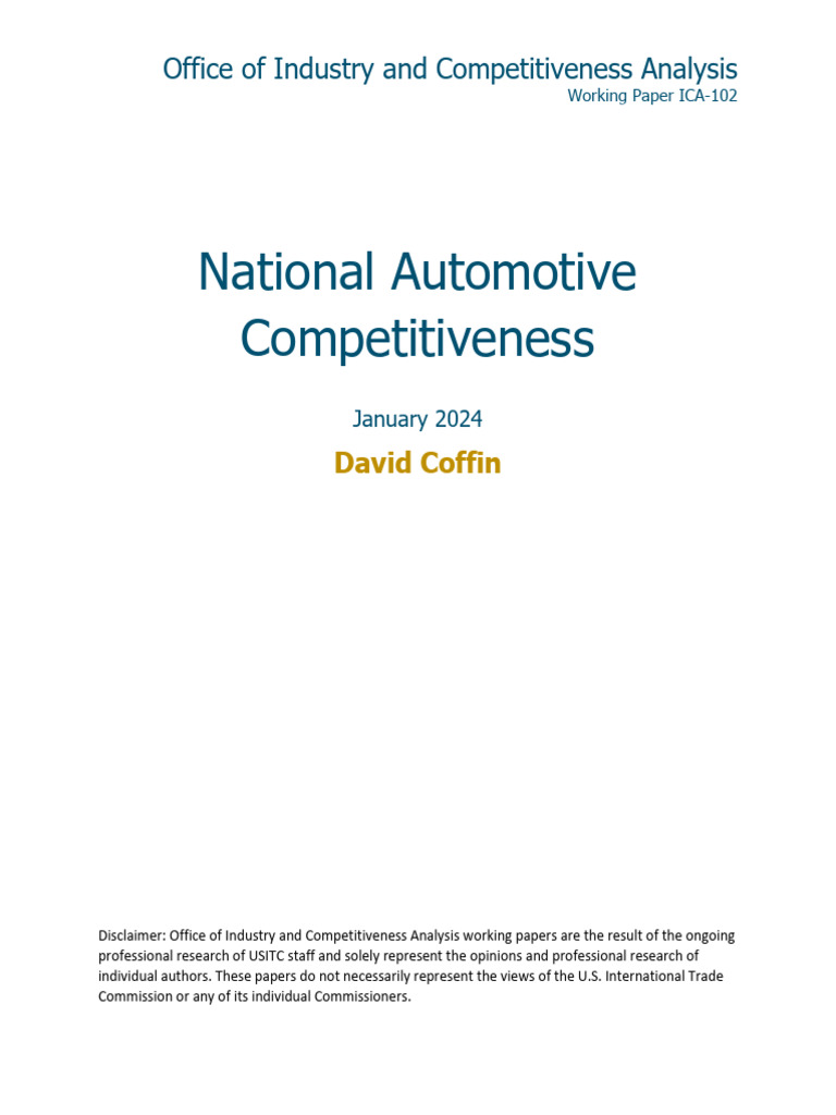 U.S. Automotive Industry Competitiveness | PDF | Car | Trade
