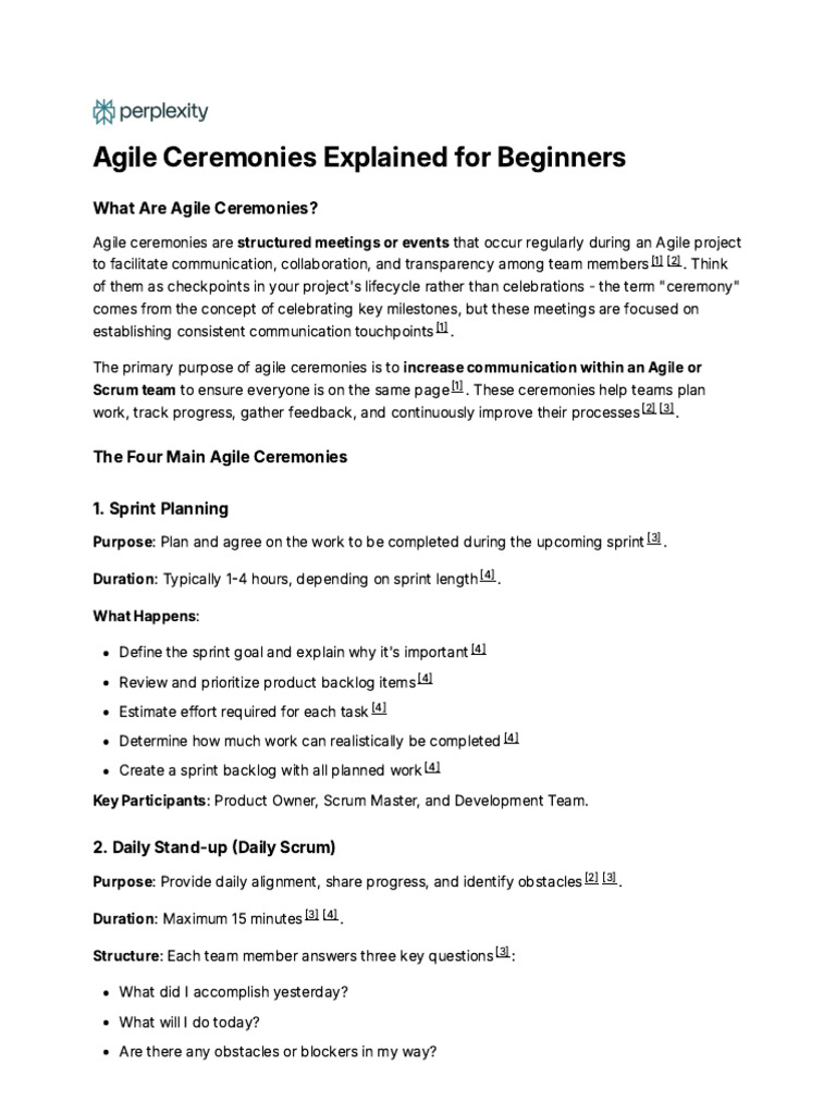 Agile Ceremonies Explained for Beginners (1) | PDF | Scrum (Software ...