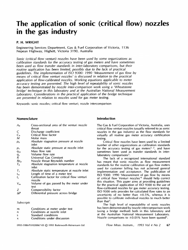 1993 - Wright - The Application of Sonic (Critical Flow) Nozzles in Gas ...