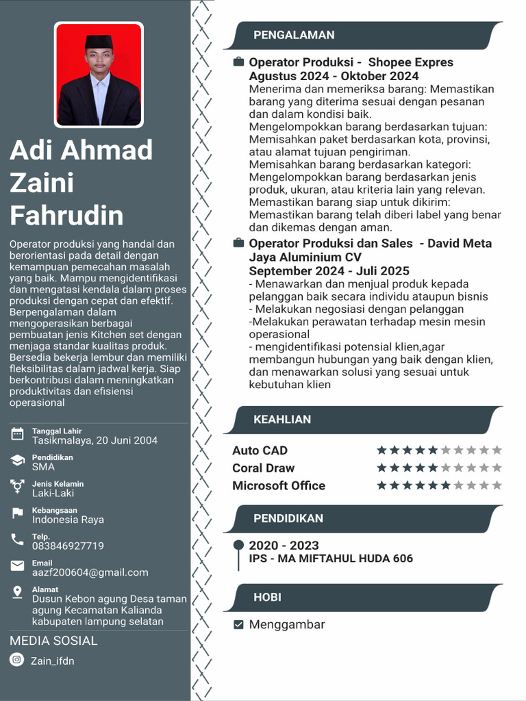 CV Adi Ahmad Zaini F 2 | PDF