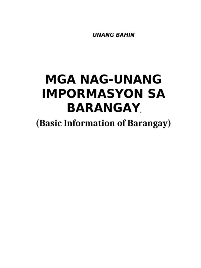 Chapter 1 - Mga Nag-Unang Impormasyon Sa Barangay | PDF
