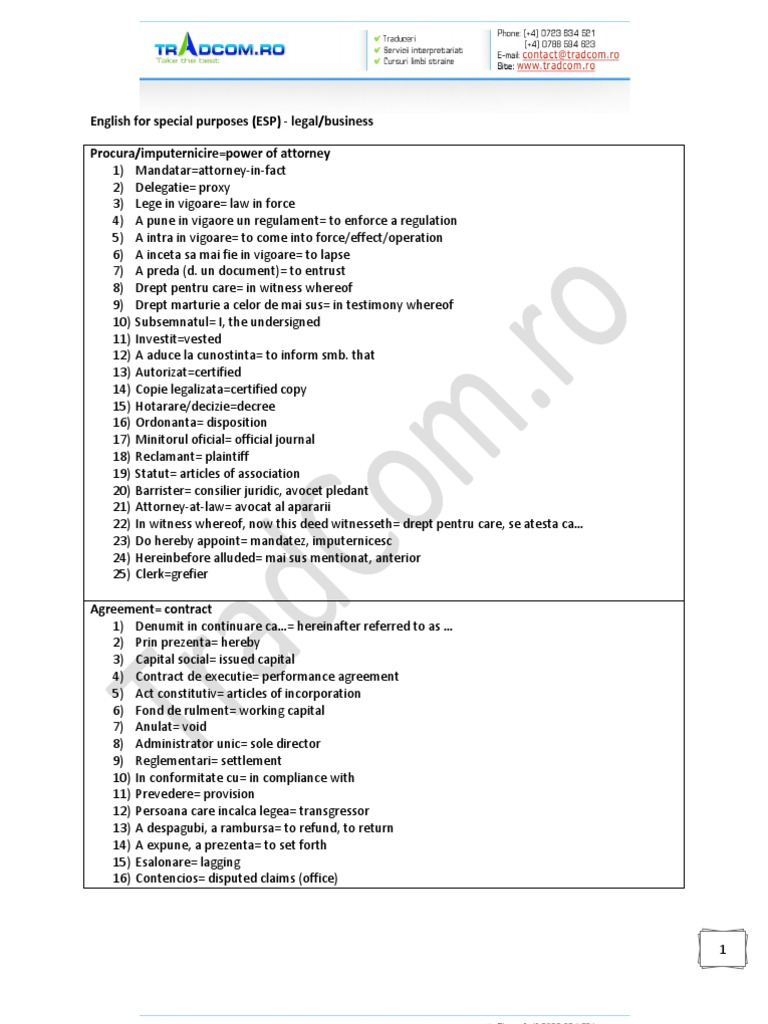 Understanding Legal and Business English Terminology: A Comprehensive ...