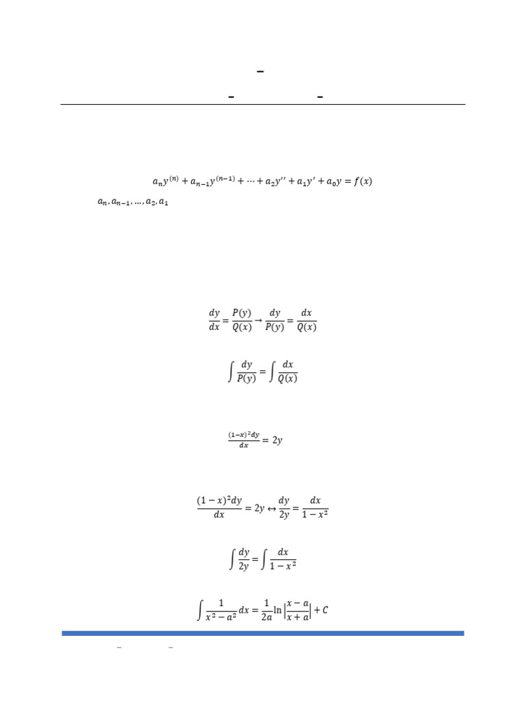(M-1) Ordinary Differential Equations - First Order ODE | PDF