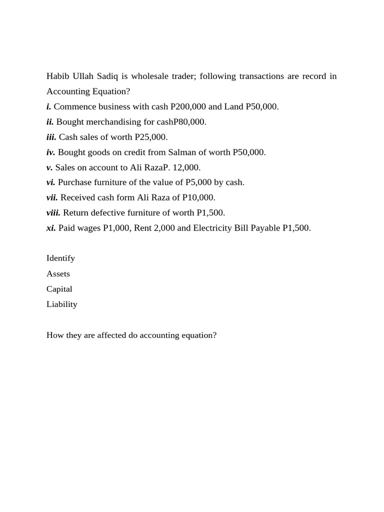 Accounting Equation Analysis for Traders | PDF