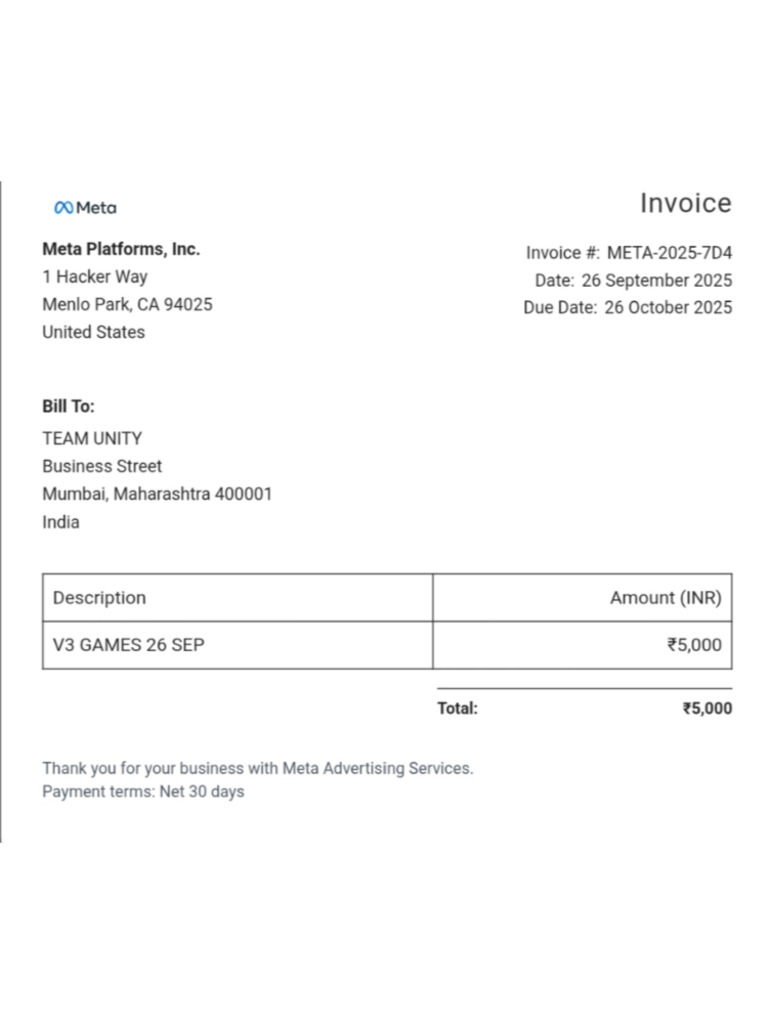 Meta Ads Receipt 2025-09-26 | PDF