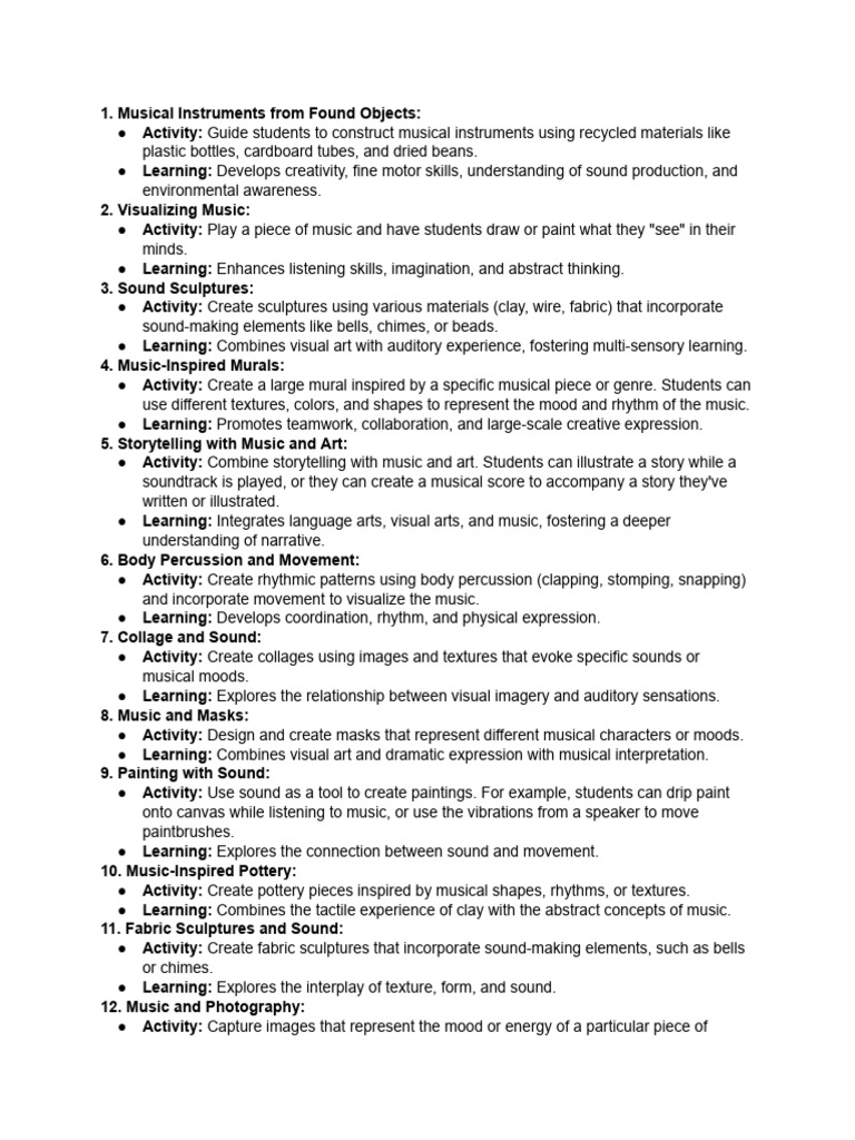 Art Integration through Music Activities | PDF | Learning | Paintings