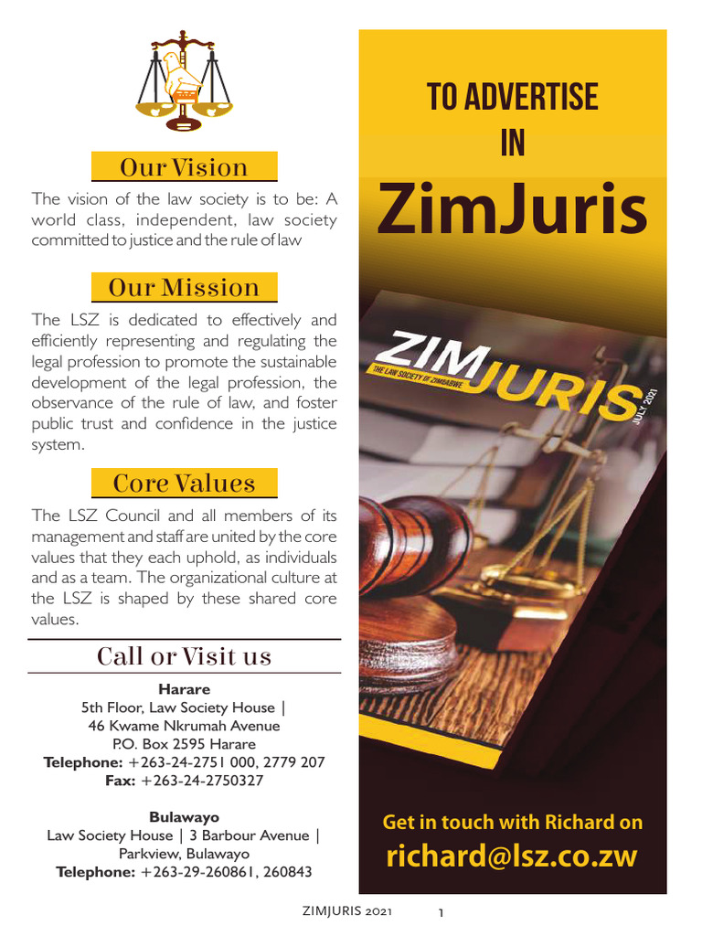 ZIM JURIS MAGAZINE July 2021 | PDF | Constitution | Lawyer