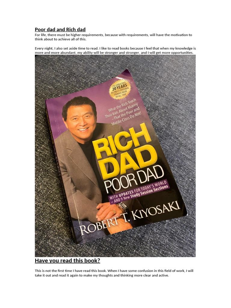 Rich Daddy Poor Daddy My Persona Story 16 | PDF | Taxes | Prices
