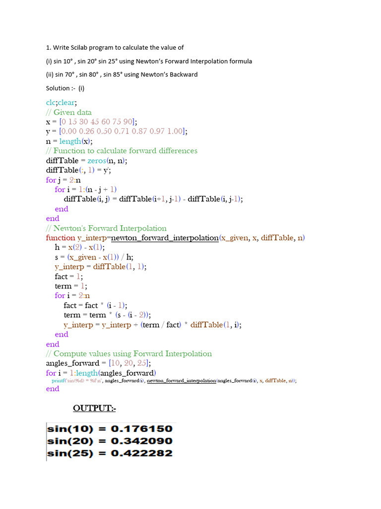Scilab Assignment Solution by Khushi Patel | PDF | Interpolation ...