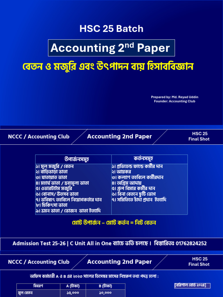 HSC 25 - Accounting 2nd Paper - CQ | PDF